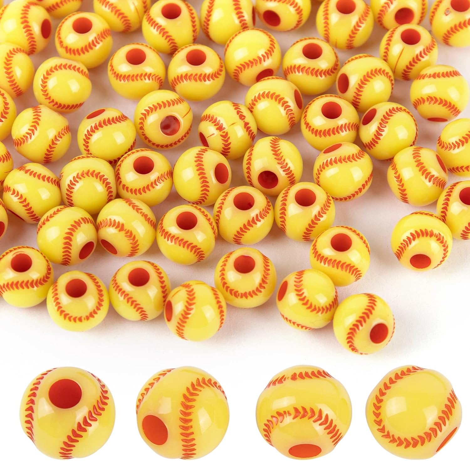 Amazon.com: AUEAR, 100 Pack Baseball Beads 12mm Sport Beads for Jewelry ...