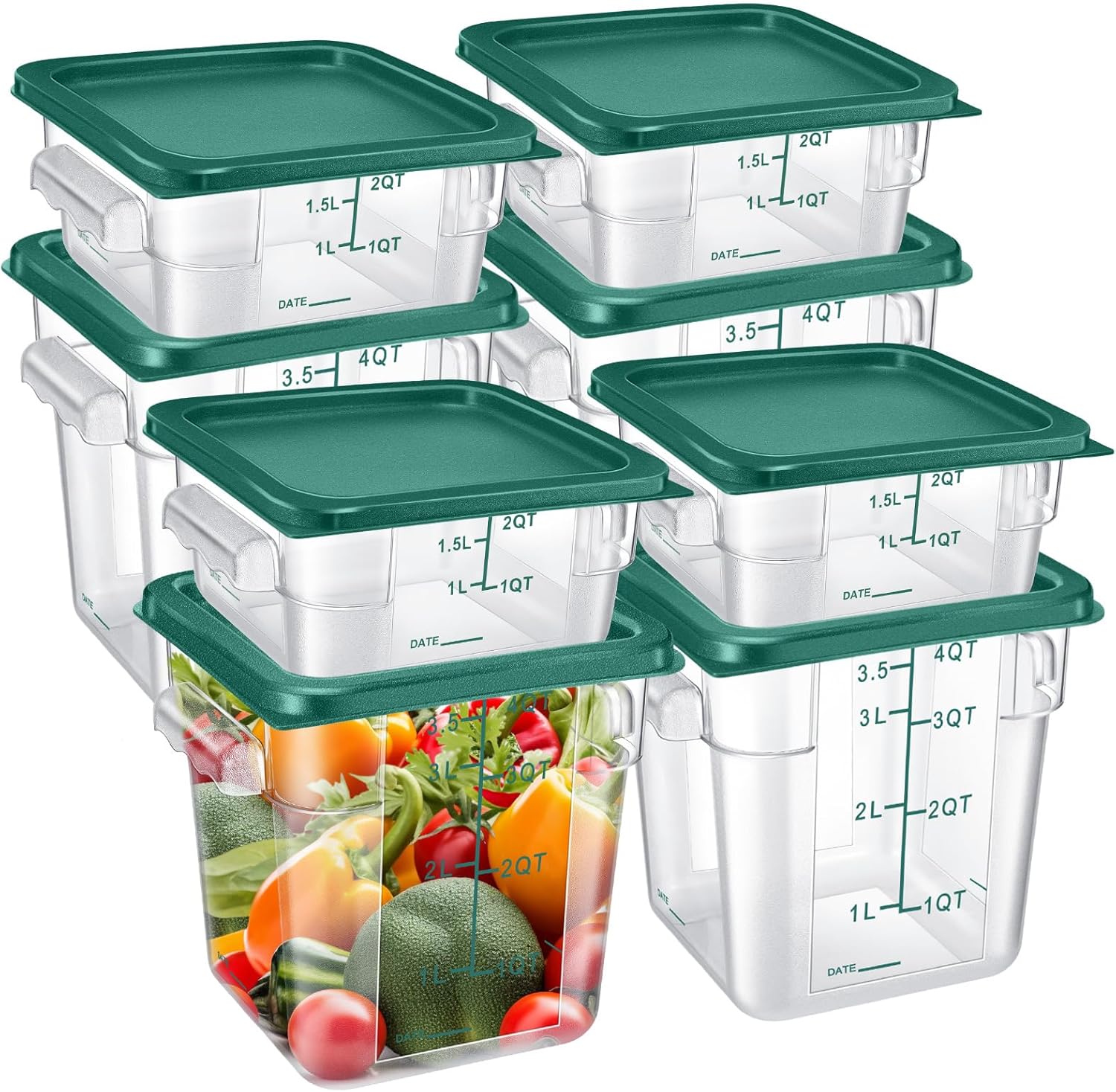 Amazon.com: Suclain 8 Pcs Food Storage Container with Lids Set 2qt and ...
