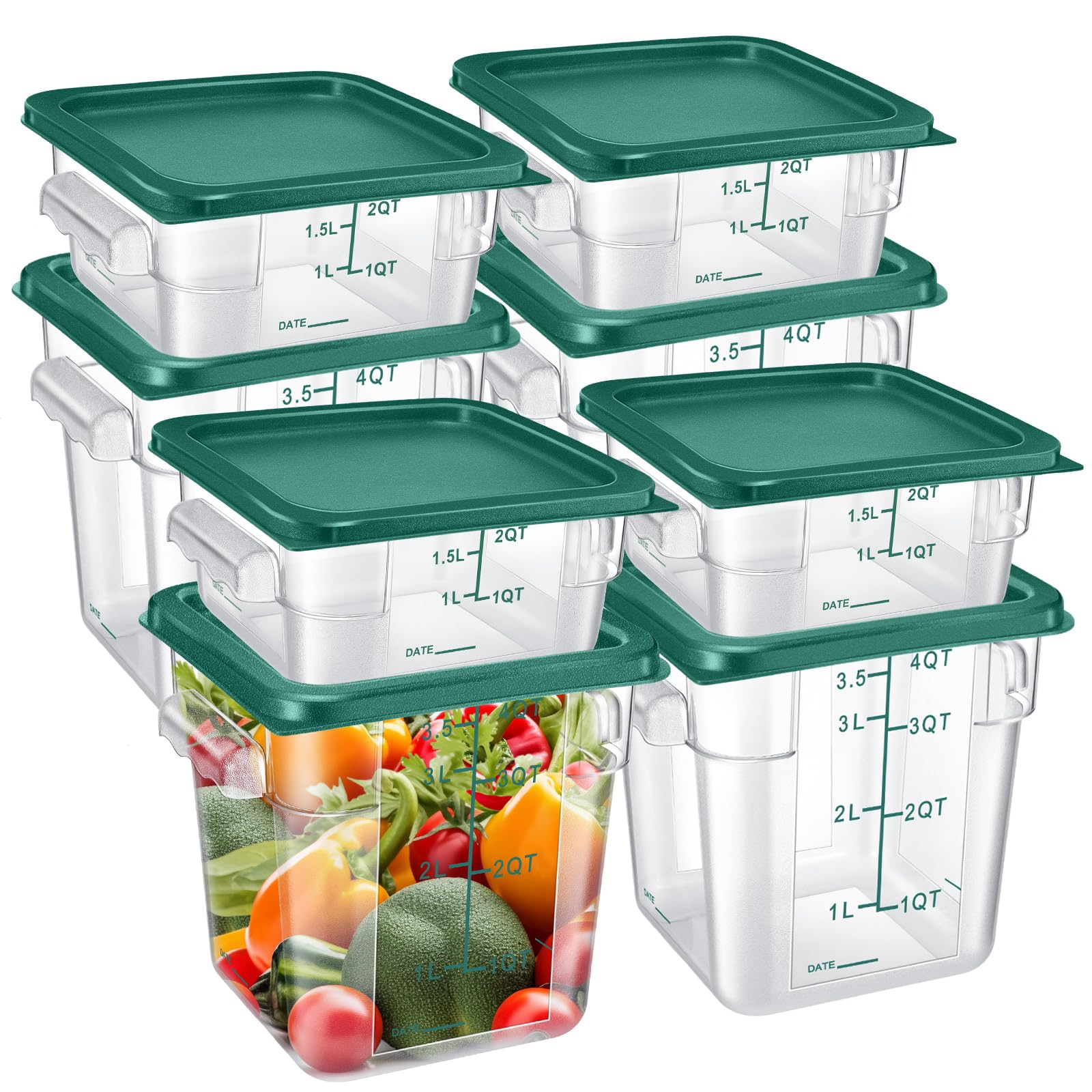 Amazon.com: Suclain 8 Pcs Food Storage Container with Lids Set 2qt and ...