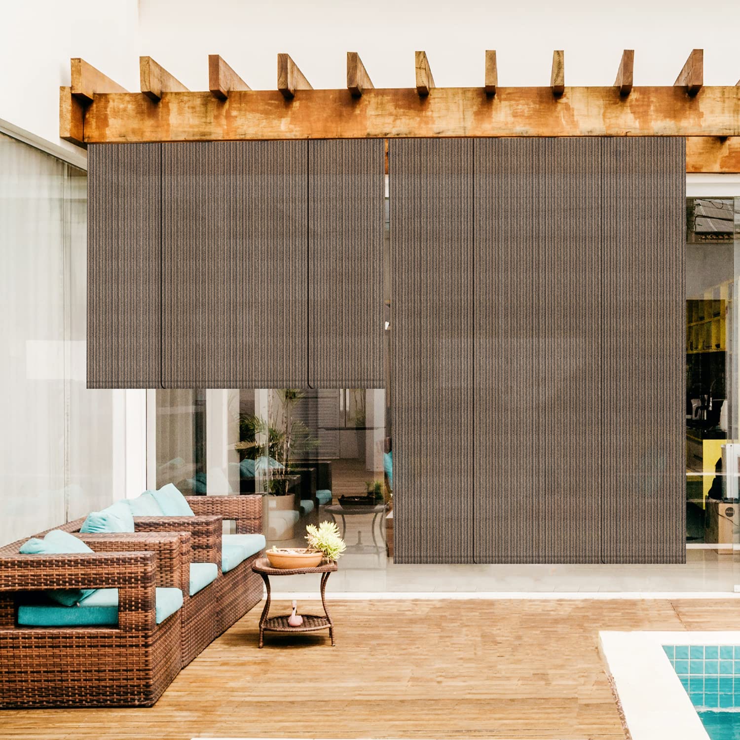 FLORALEAF Outdoor Roller Shades 6'W x 6'H Window Blinds for Porch ...