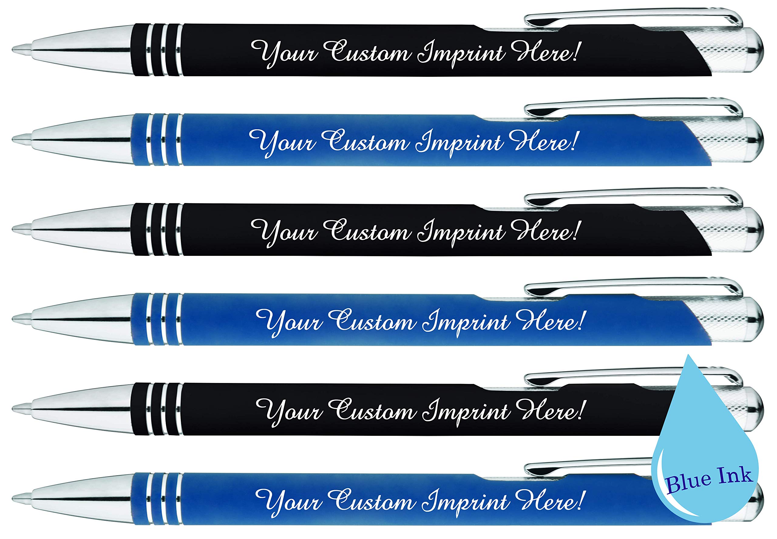 Amazon.com : ExpressDesigns™ - Blue Ink Personalized Pens Rubberized ...