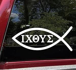 Amazon.com: Gold | Set of Two (2) Jesus Fish Vinyl Decals | Ichthys ...