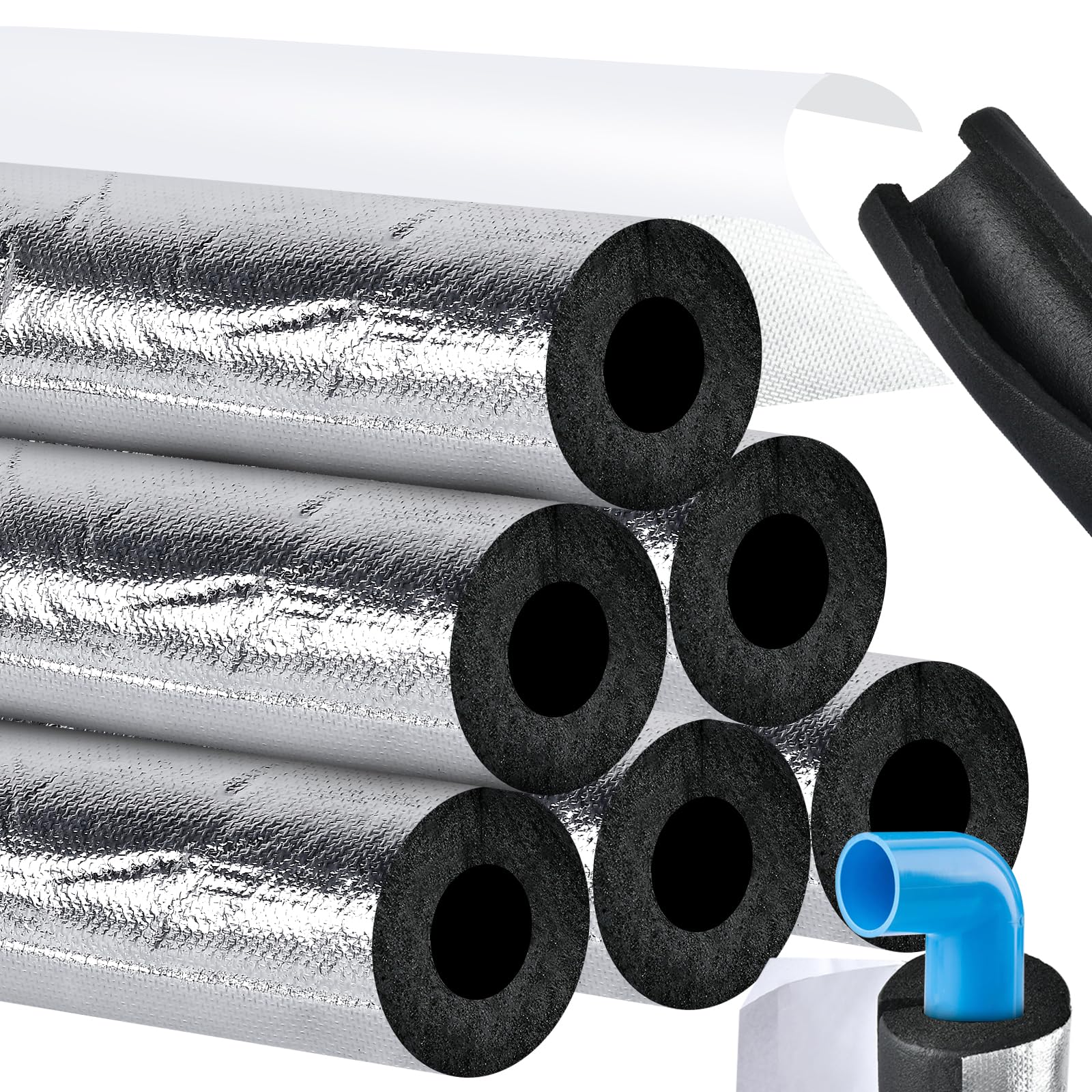 Worldity 6 Pcs Pipe Insulation Foam Tube 1 Inch, Self Adhesive ...