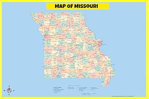 Amazon.com: Map Of Missouri Style A - 20x30 - Laminated Wall Map Poster ...