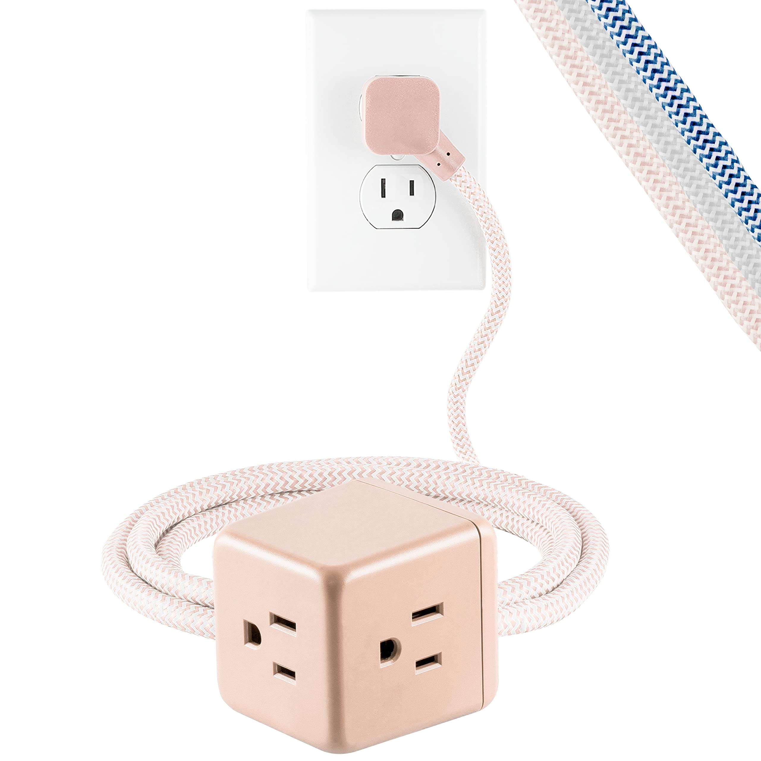 Amazon.com: Cordinate Cube Extension Cord, 5 Ft, 3-Outlet Flat Plug ...