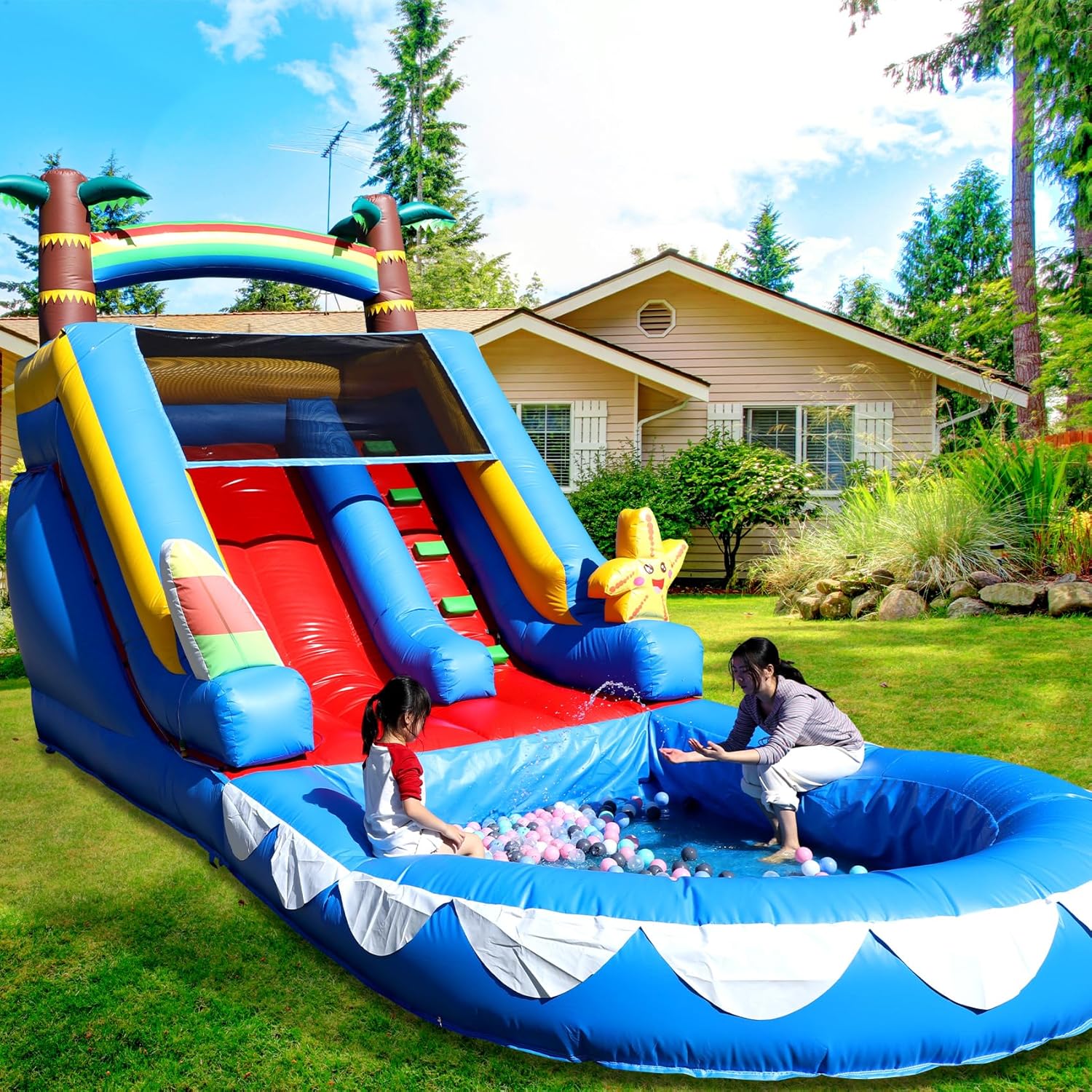 Amazon.com: Eachup Commercial Inflatable Water Slide for Kids Adults ...