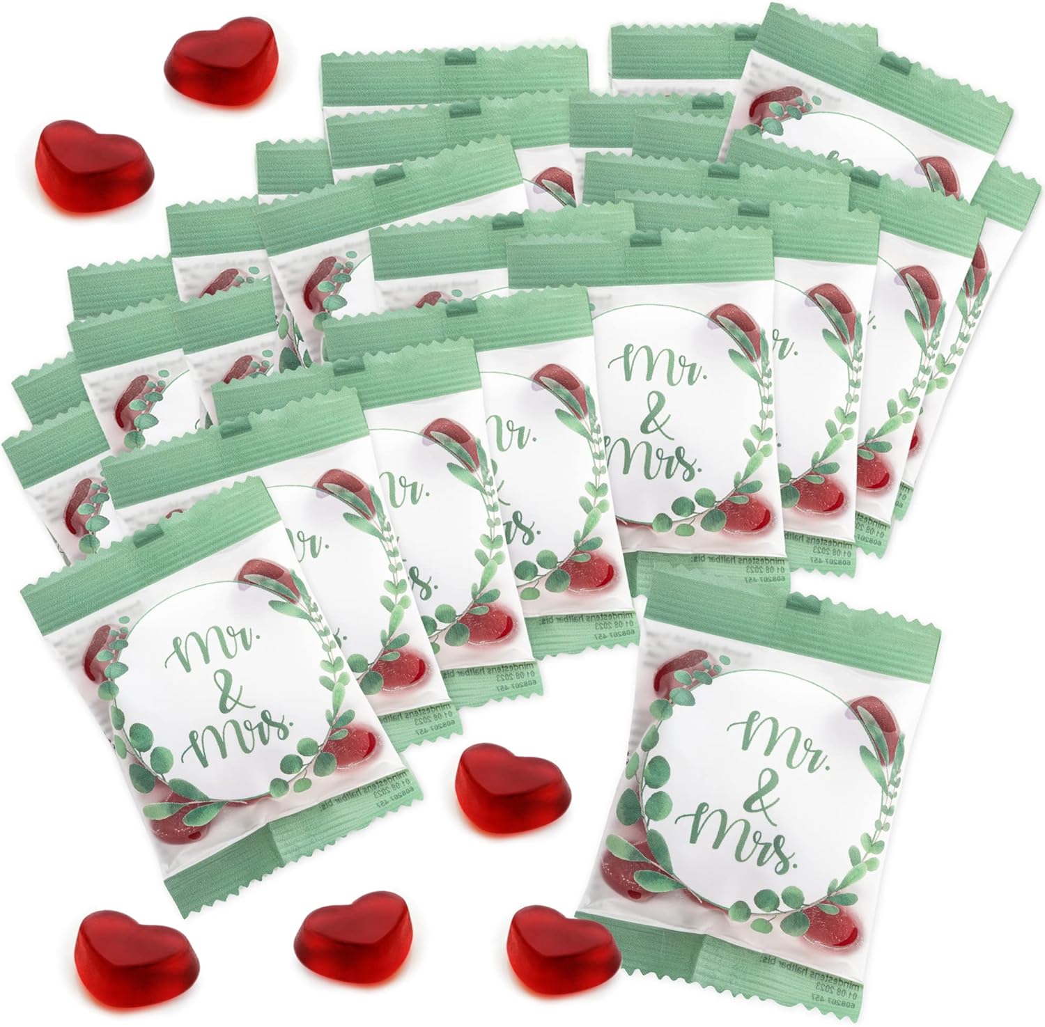 Wedding Tree Bonbons gélifiés en forme de coeur « Mr. & Mrs. » 25 x 10 ...