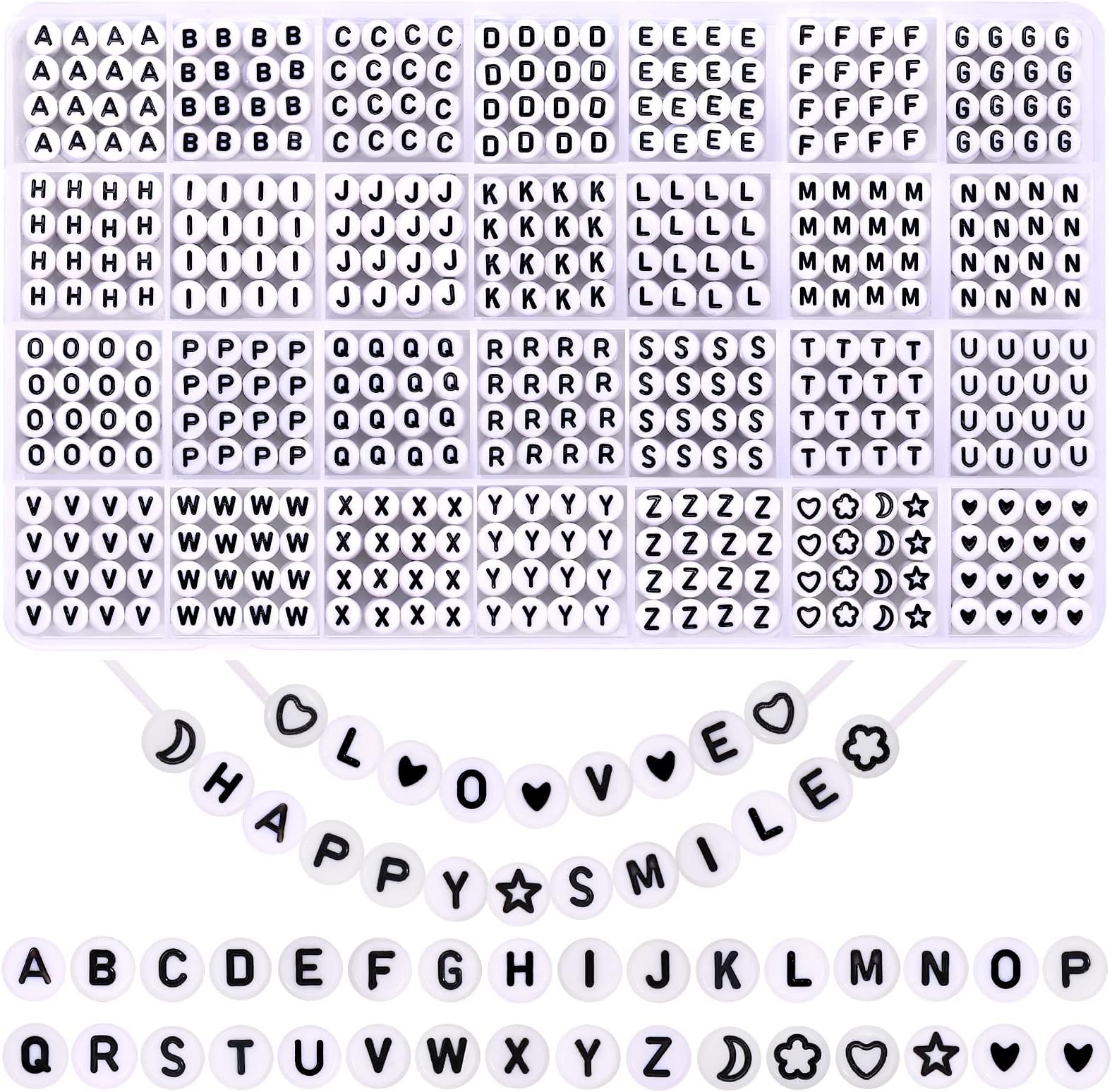 Amazon.com: Melius 1620Pcs Acrylic Square Letter and Number Beads Kit ...