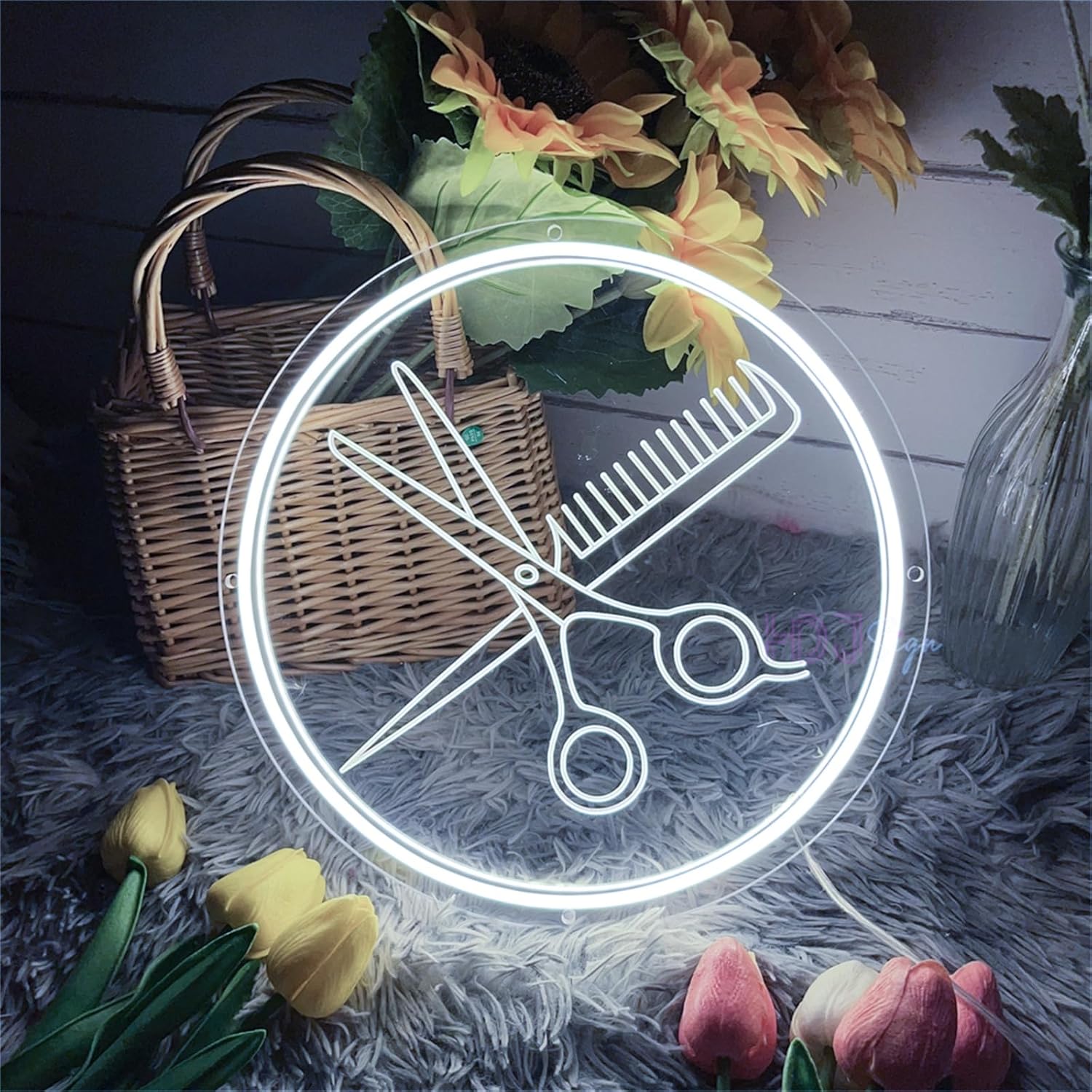 MEOMO Hair Salon Neon Sign Haircut Scissor LED Neon Light Sign 3D ...