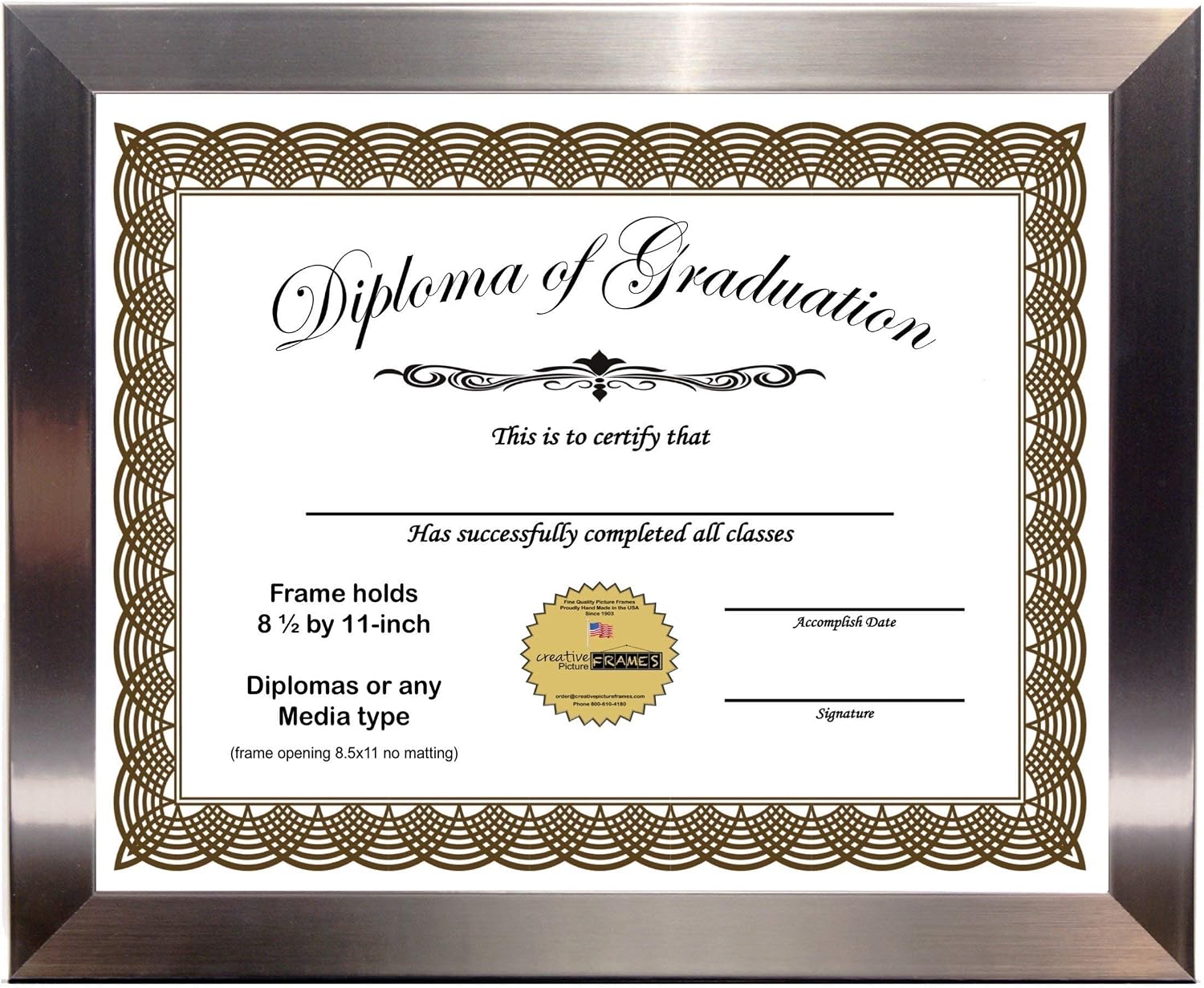 Amazon.com - CreativePF [8.5x11ss] Stainless Steel Finish Diploma Frame ...