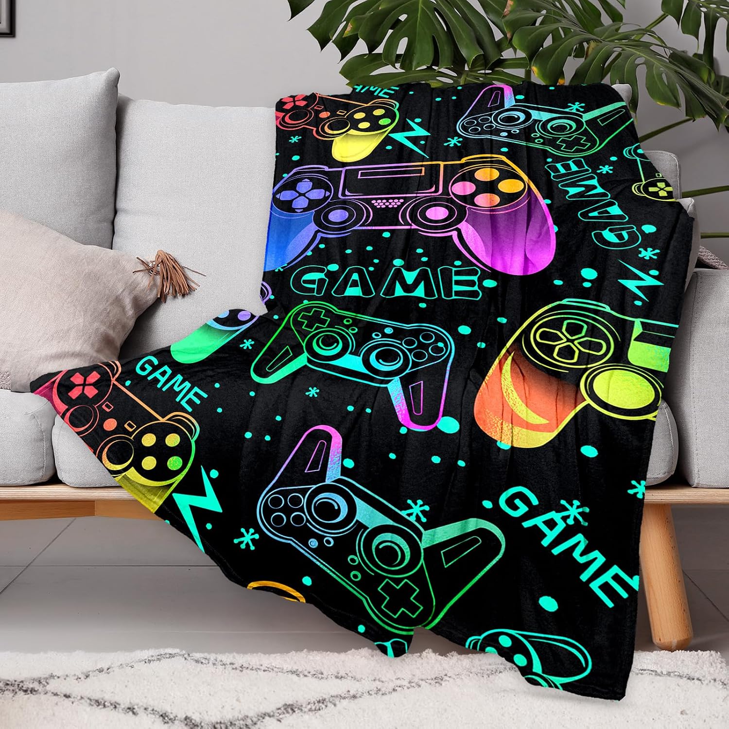 Amazon.com: Gaming Kids Throw Blanket Super Soft Gamer Gift Gamepad ...