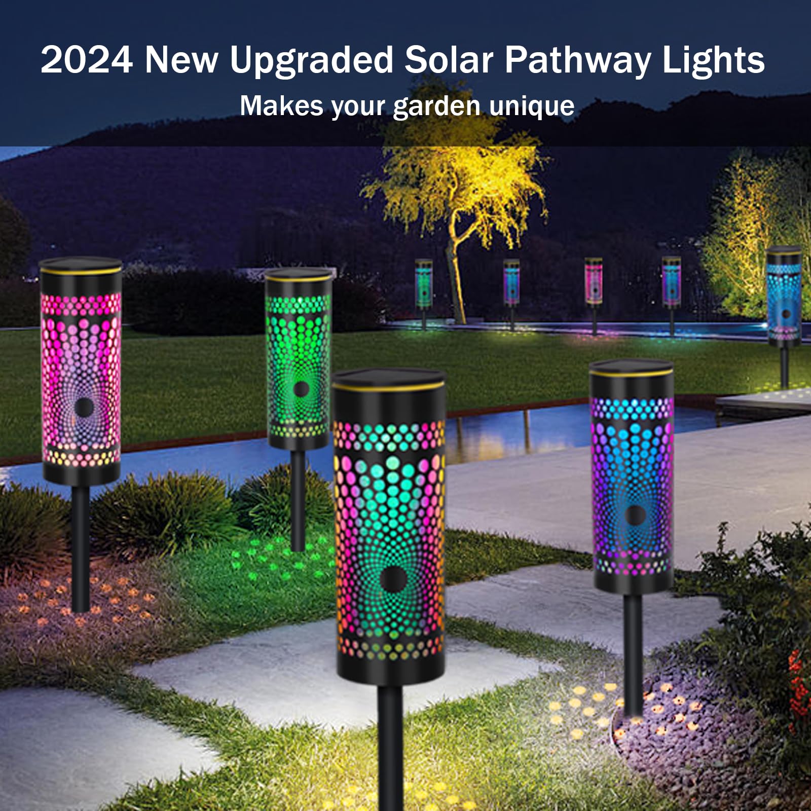 Snapklik.com : Solar Pathway Lights Outdoor, 4 Pack Color Changing ...
