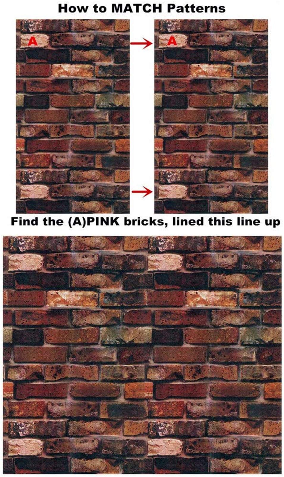 Yancorp 24"x197"Self-Adhesive Wallpaper Rust Red Brown Brick Paper ...