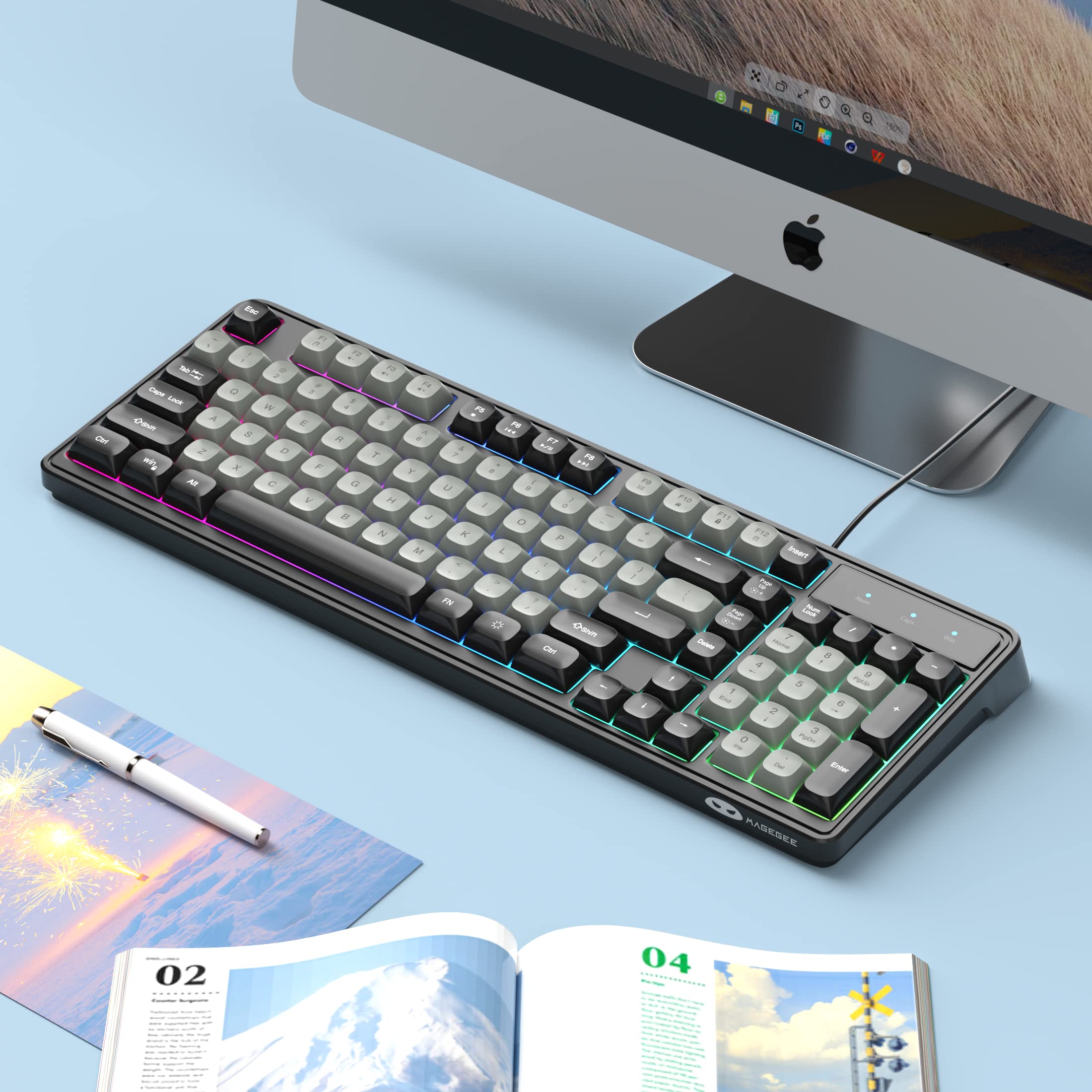 Camiysn Gaming Keyboard, 98 Keys Wired Quiet Gaming Keyboard with ...