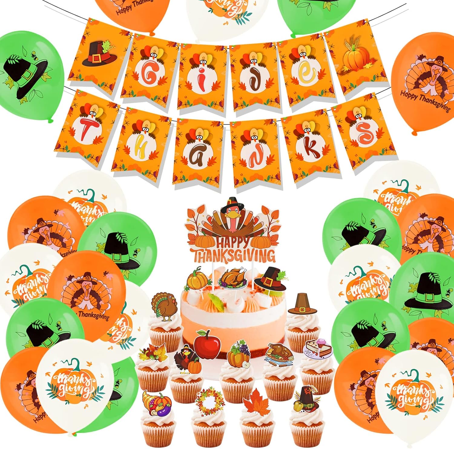 Amazon.com: HOWAF Thanksgiving Day Party Decorations Set- GIVE THANKS ...