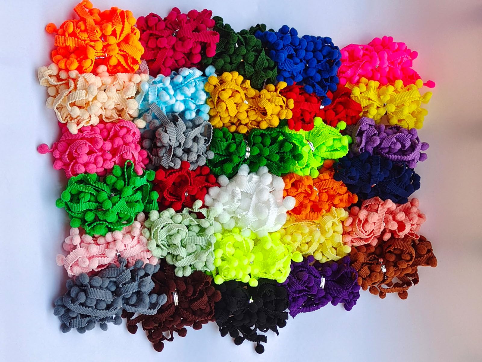 Amazon.com: Pom Pom Trim 60 Yards 30 Colors 12mm Ball Fringe Trim for ...