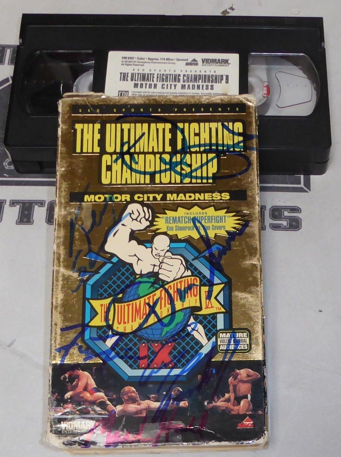 Gary Goodridge Don Frye Ken Shamrock Dan Severn +2 Signed UFC 9 VHS COA ...