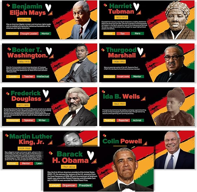 Amazon.com: 9 Pieces Black History Posters for Classroom, 9 * 18Inch ...