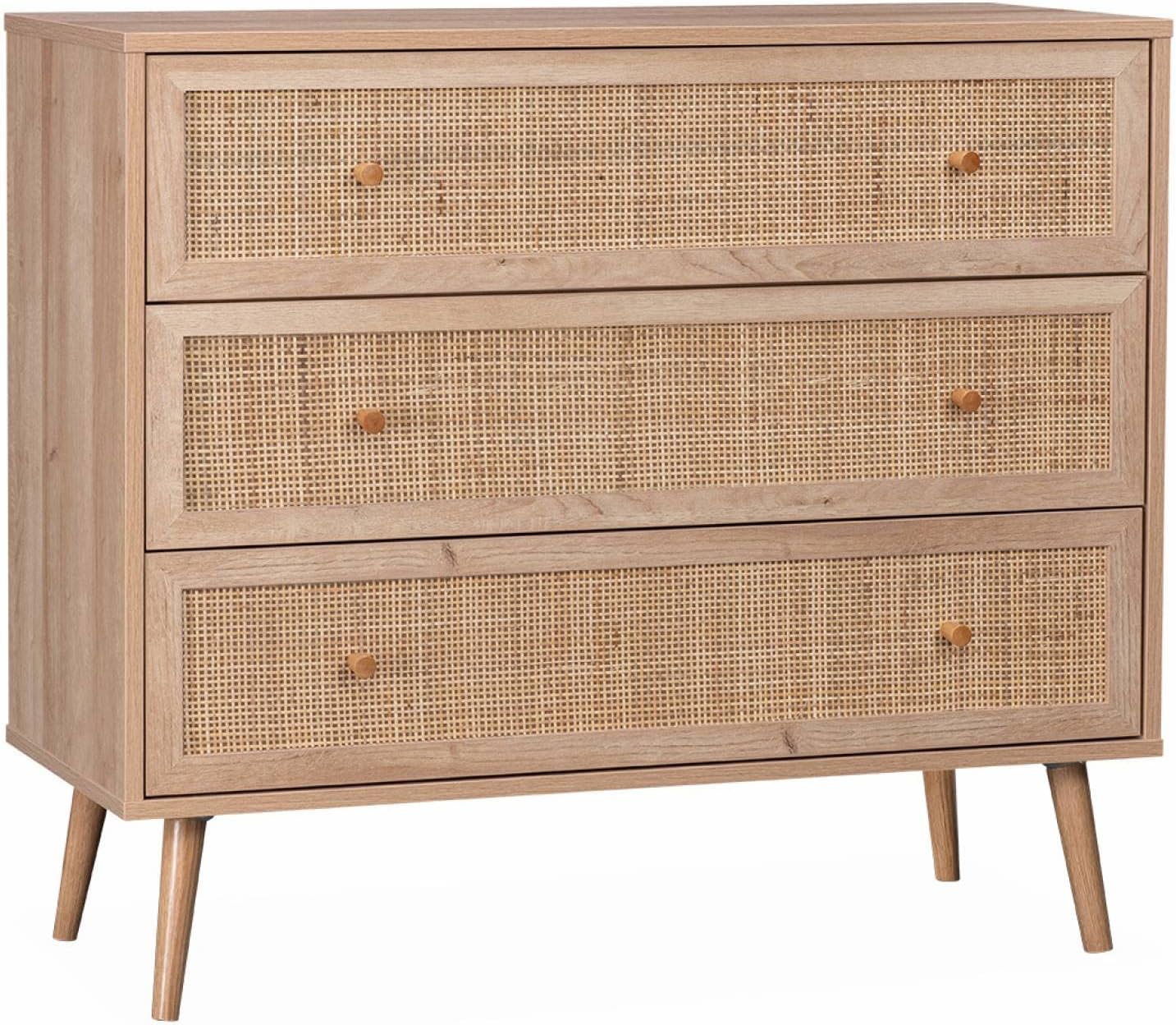 Alice's Home - Commode. Eva. décor Bois et cannage Arrondi. 3 tiroirs L ...