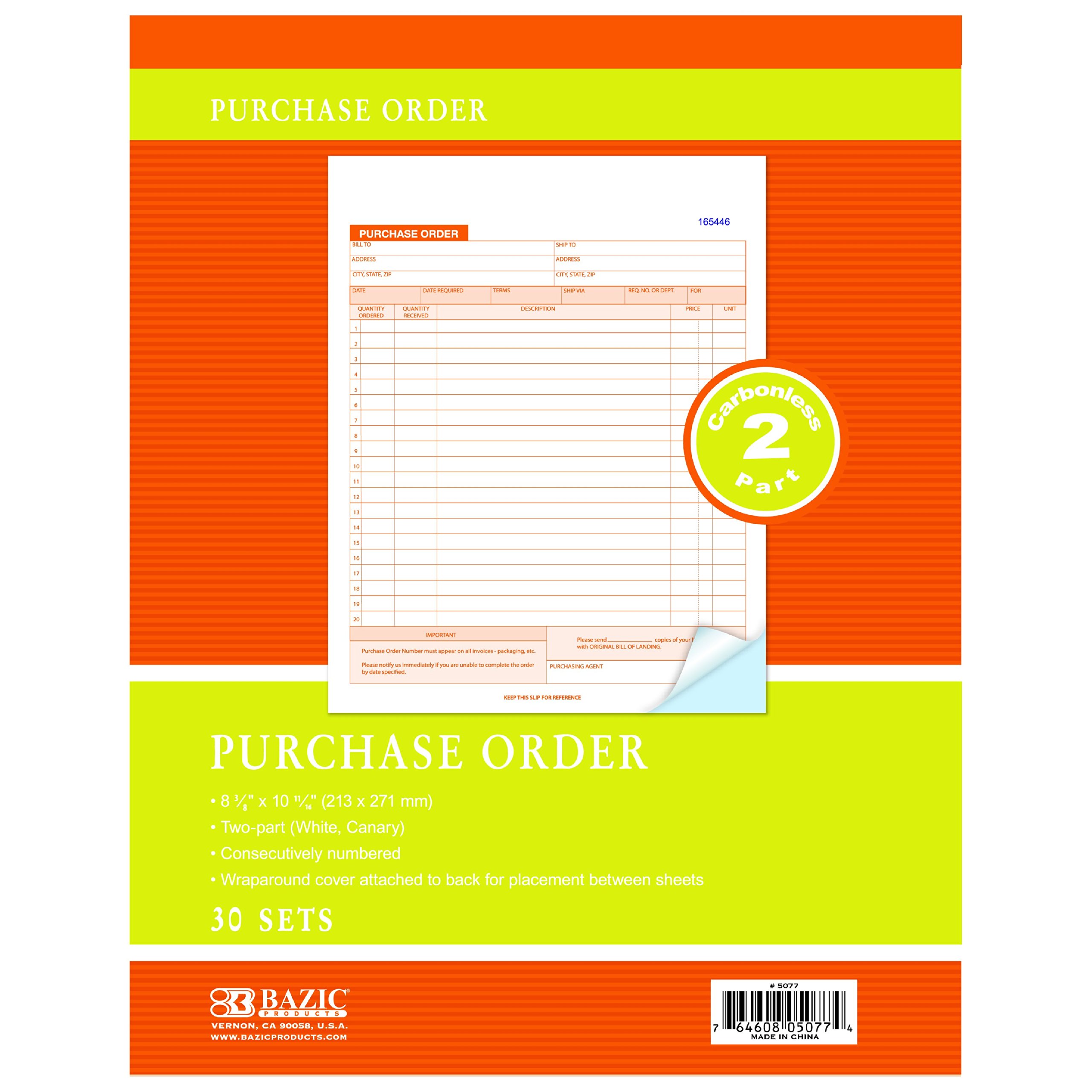 Snapklik.com : BAZIC 30 Sets 8 3/8" X 10 11/16" 2-Part Carbonless ...