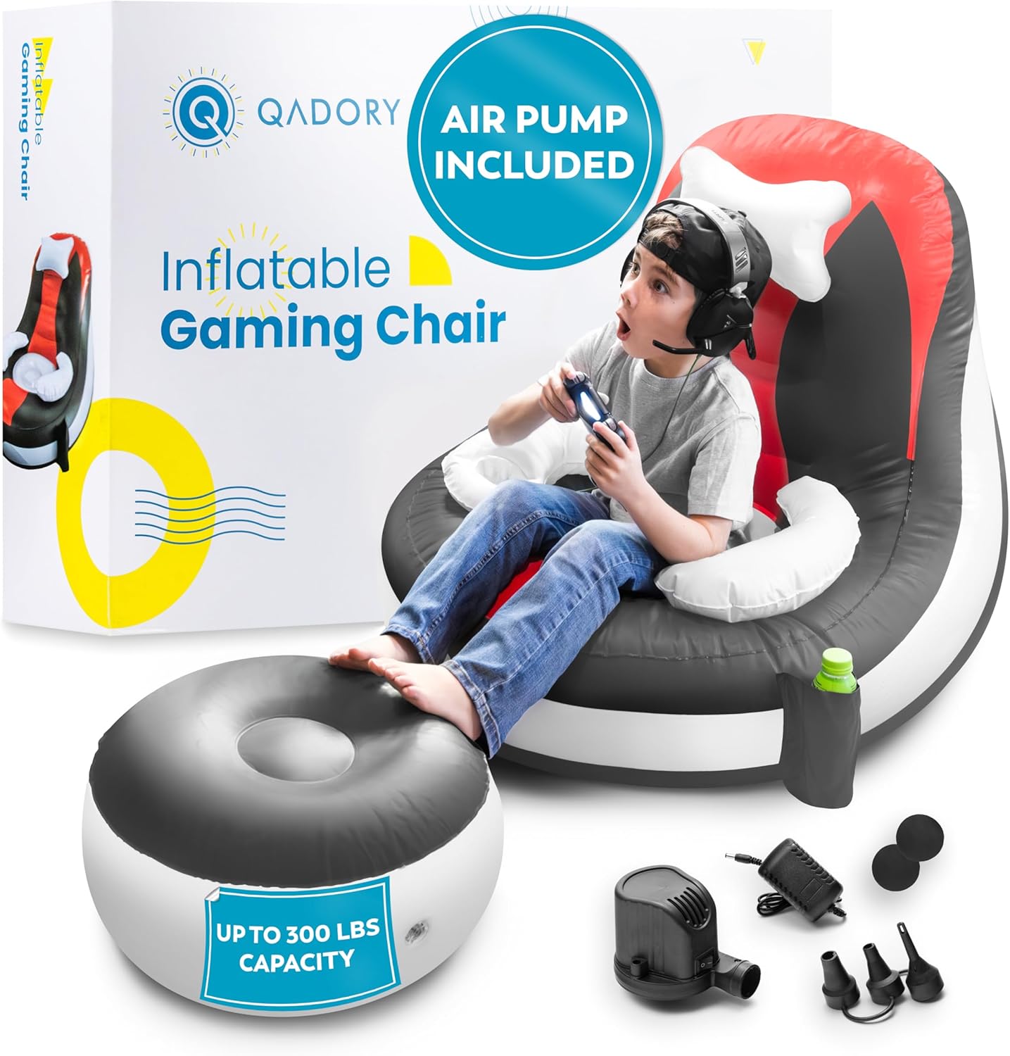 Amazon.com: Qadory Inflatable Gaming Chair for Kids – Supports Up to ...