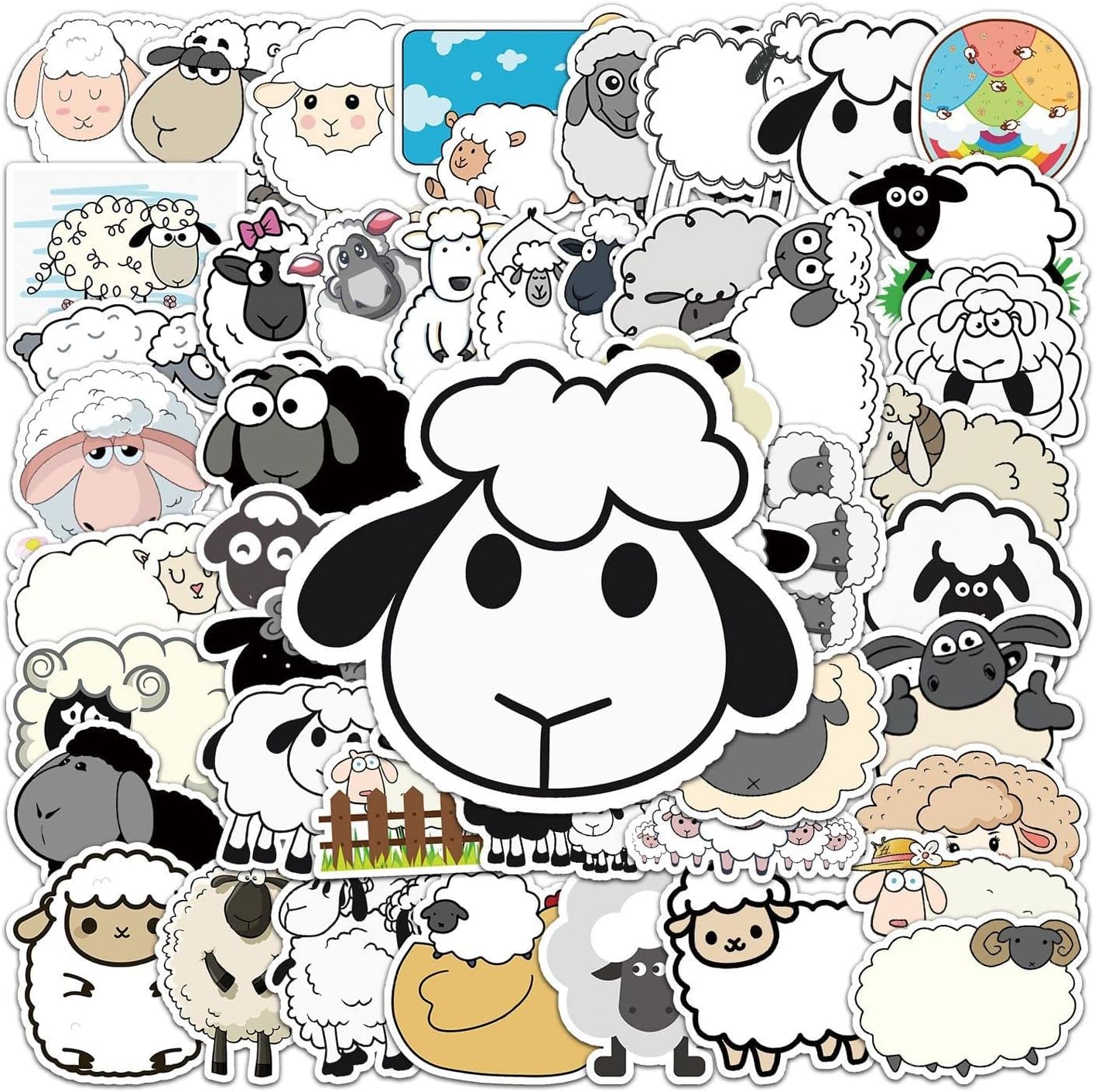 HNTR® Sheep Stickers | 50 Cute Stickers | Funny Sheep Gifts | Animal ...