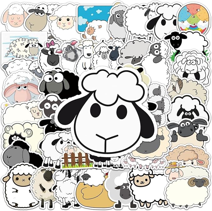 HNTR® Sheep Stickers | 50 Cute Stickers | Funny Sheep Gifts | Animal ...