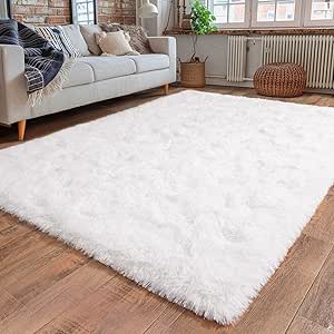 Amazon.com: Dssimo Super Fluffy Area Rug for Bedroom, Modern Shag White ...