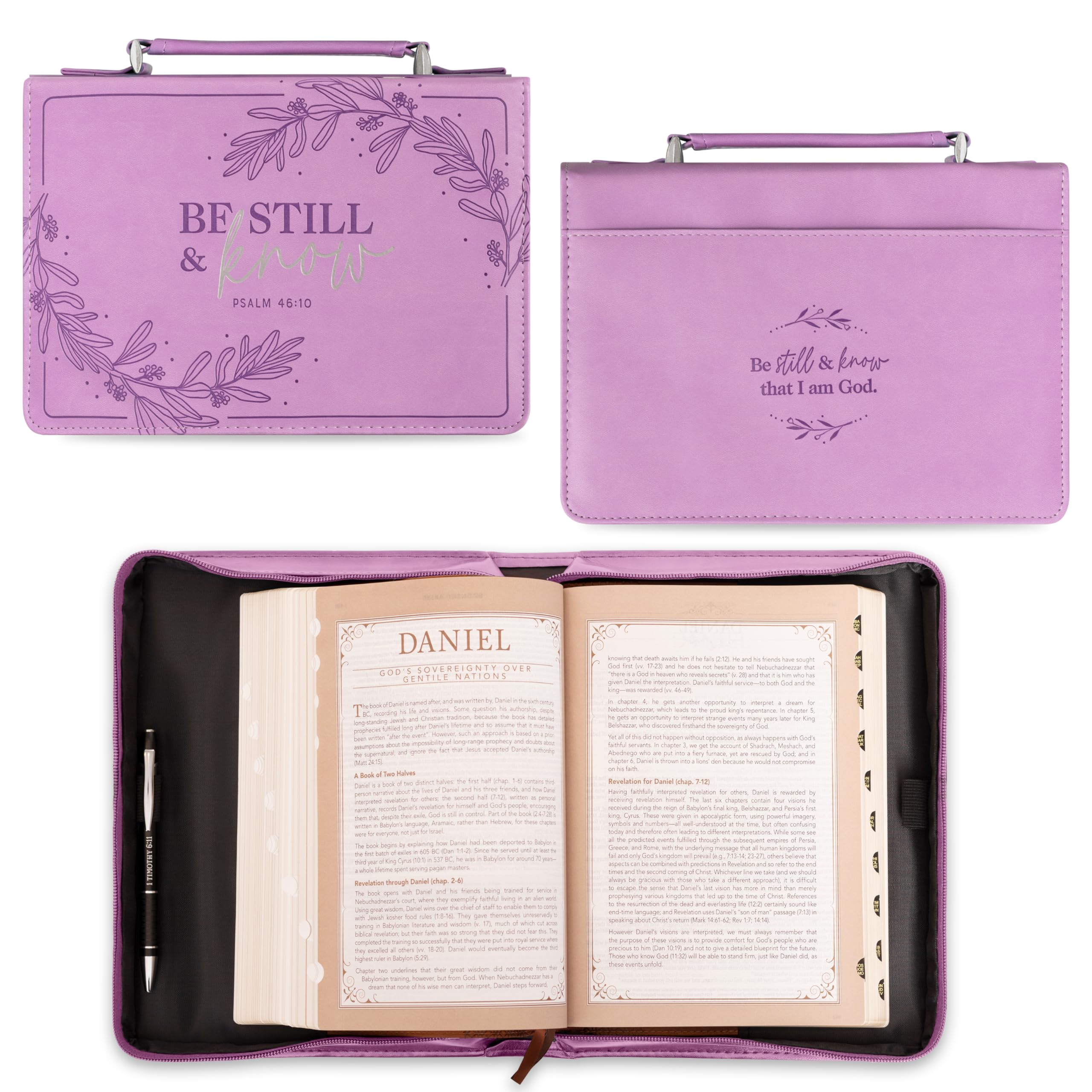 Amazon.com: Christian Art Gifts Protective Purple Floral Faux Leather ...