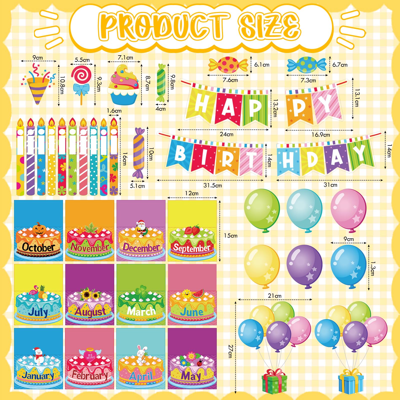 Snapklik.com : 84 Pcs Happy Birthday Pocket Chart Cute Rainbow Birthday ...