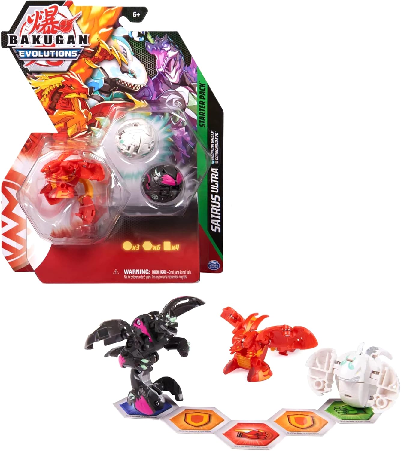 BAKUGAN Evolutions Sairus Ultra Starter Pack 3pk with Warrior Whale and ...