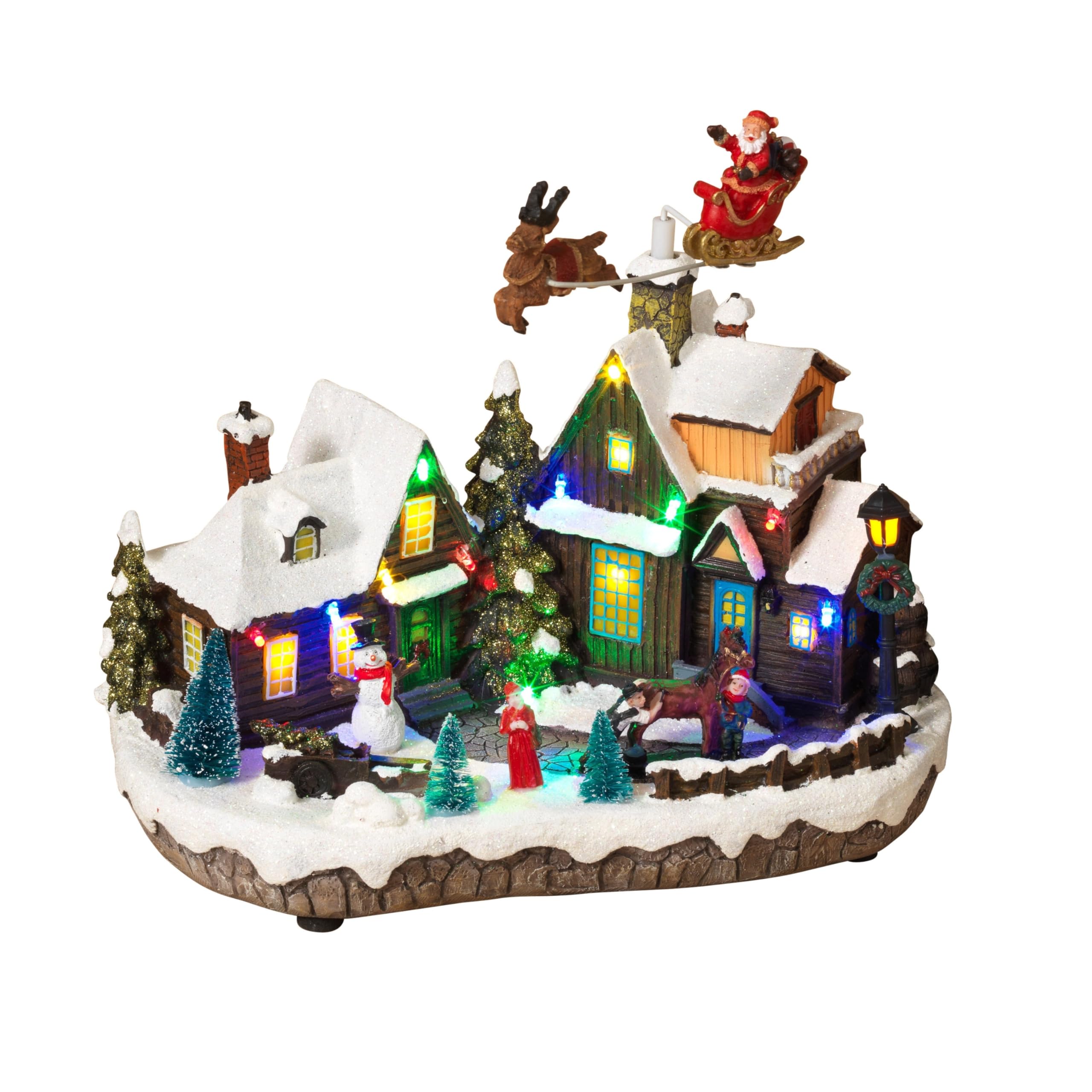 Amazon.com: Led Christmas Holiday Village with Moving Figurines Multi ...