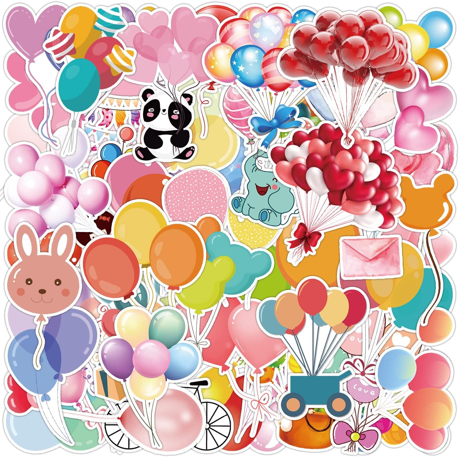 50pcs Colorful Balloons Stickers Lovely Kids and Girl Stickers Birthday ...