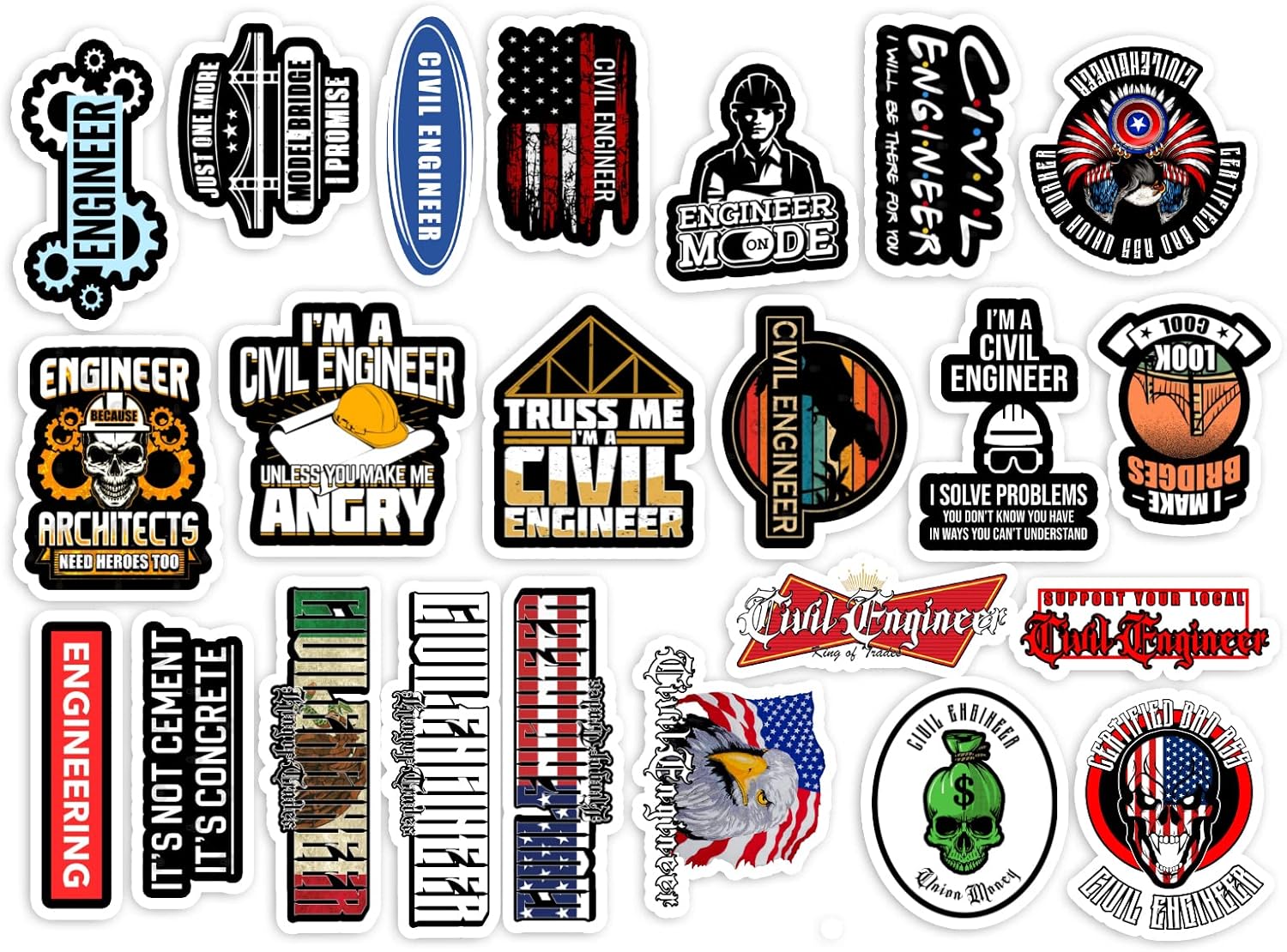 Amazon.com: Civil Engineer 23 pcs Sticker Pack Laminated Vinyl ...