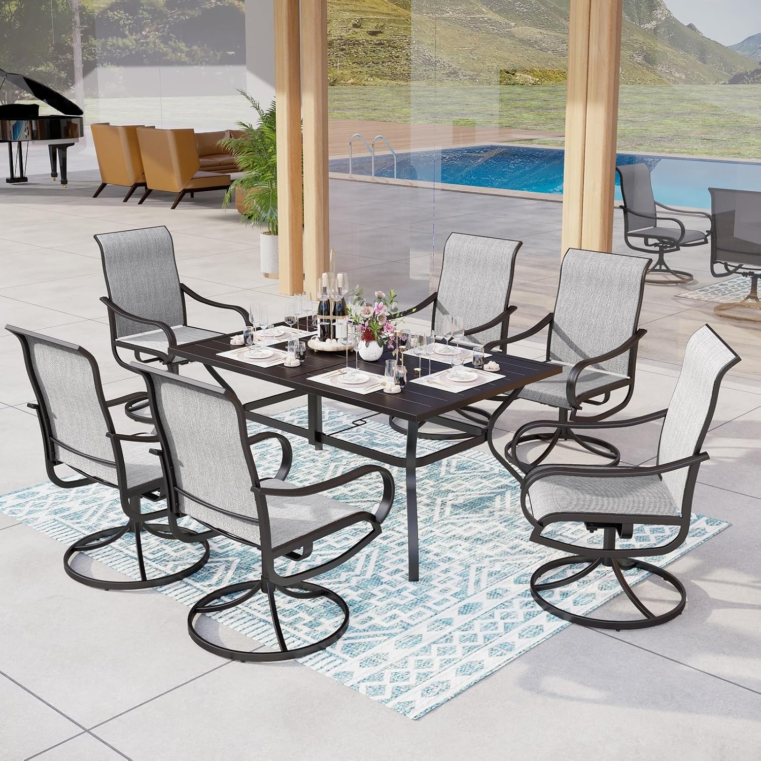 Amazon.com: MFSTUDIO Patio Table and Chairs Set, Outdoor Dining Sets ...