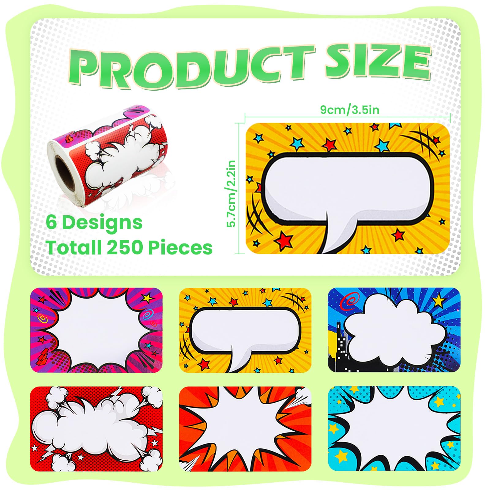 Snapklik.com : NEWEST 250 Pieces Comic Name Tag Stickers