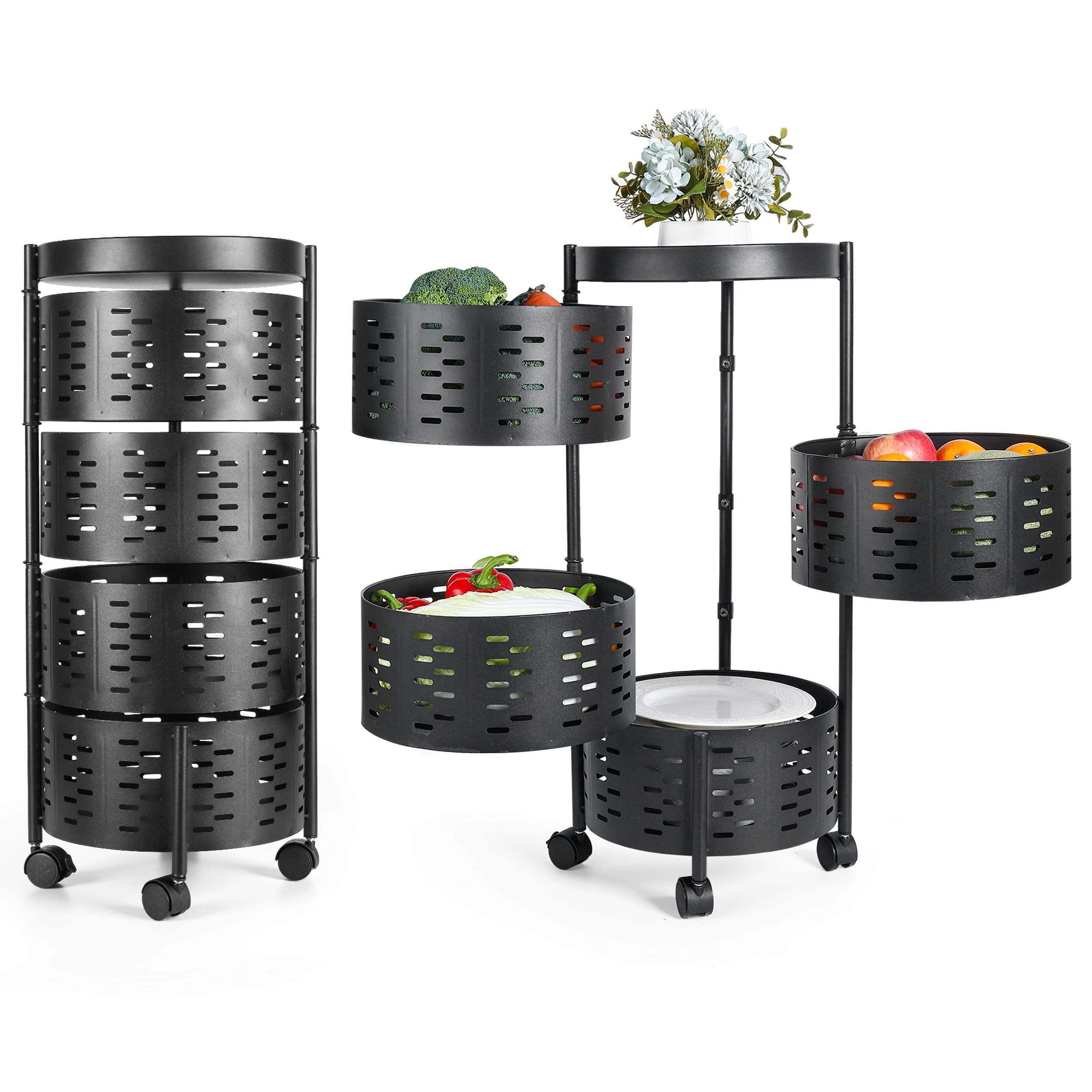 Amazon.com: ATELGA 4 Tier Rotating Storage Rack, Kitchen and Pantry ...