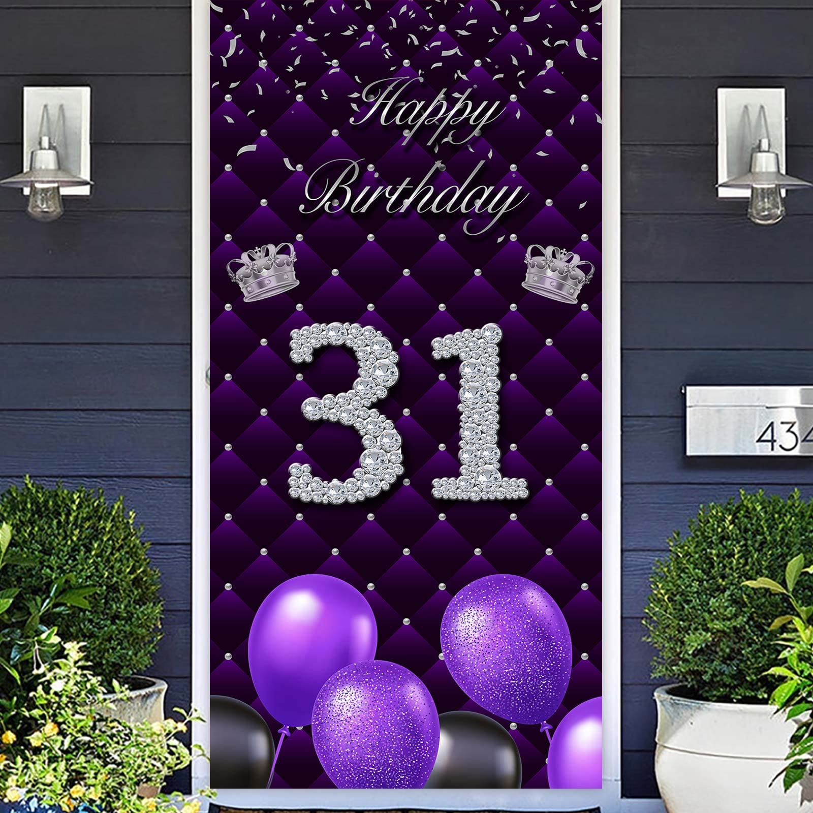 Amazon.com: Happy 31st Birthday Purple Banner Backdrop Photo Booth ...