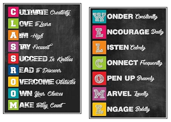 Motivational Welcome Classroom Posters 2 Pack - Laminated Growth ...