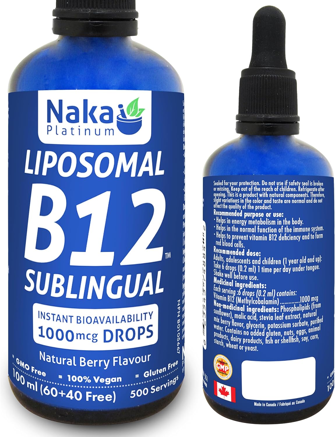 Naka Platinum B12 Sublingual drops. Instant Bioavailability, Natural ...