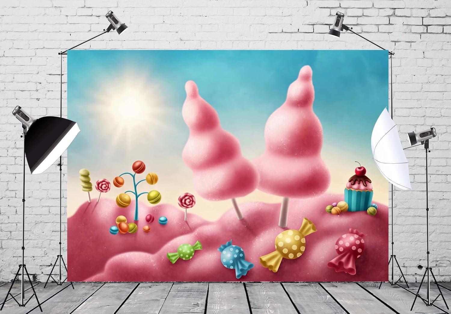 Amazon.com : Loccor 5x4ft Candyland Backdrop Cotton Candy Cartoon Baby ...