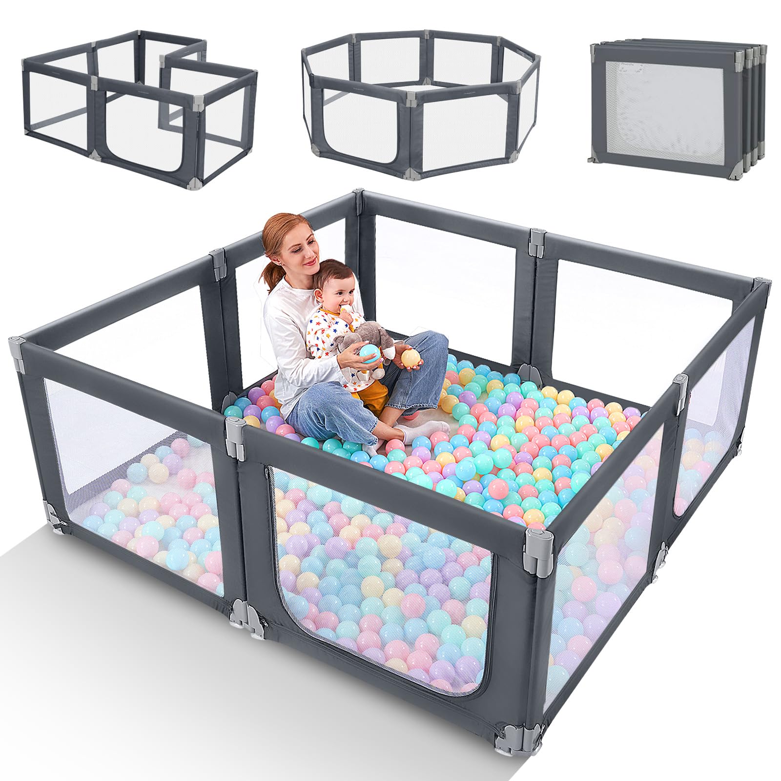 Amazon.com : Kidirect Foldable Baby Playpen, Large Playpen for Babies ...