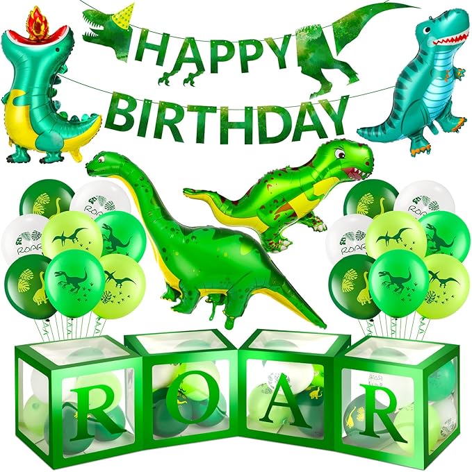 Amazon.com: Dinosaur Birthday Party Decorations Kit for Kids, Green ...