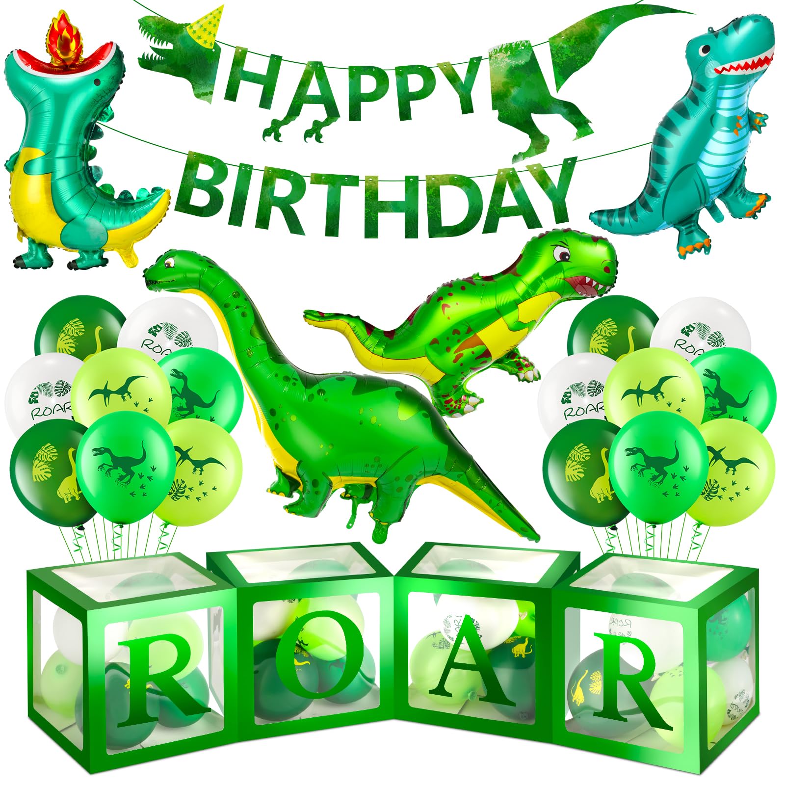 Amazon.com: Dinosaur Birthday Party Decorations Kit for Kids, Green ...