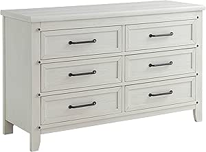 Amazon.com: Soho Baby Ellison Premium 6-Drawer Dresser, Rustic White ...