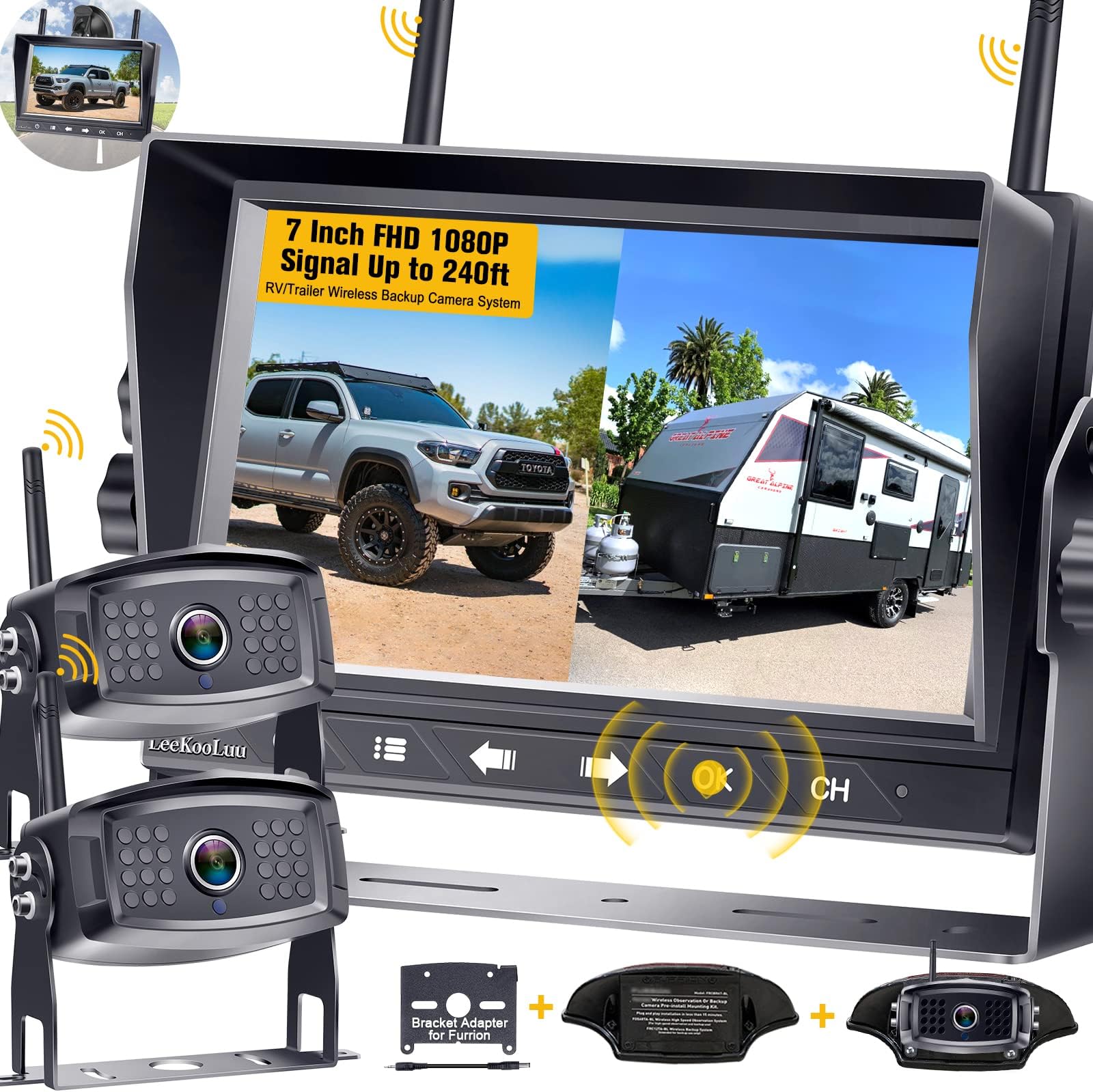 Amazon.com: LeeKooLuu RV Backup Camera Wireless HD 1080P 7 Inch Monitor ...