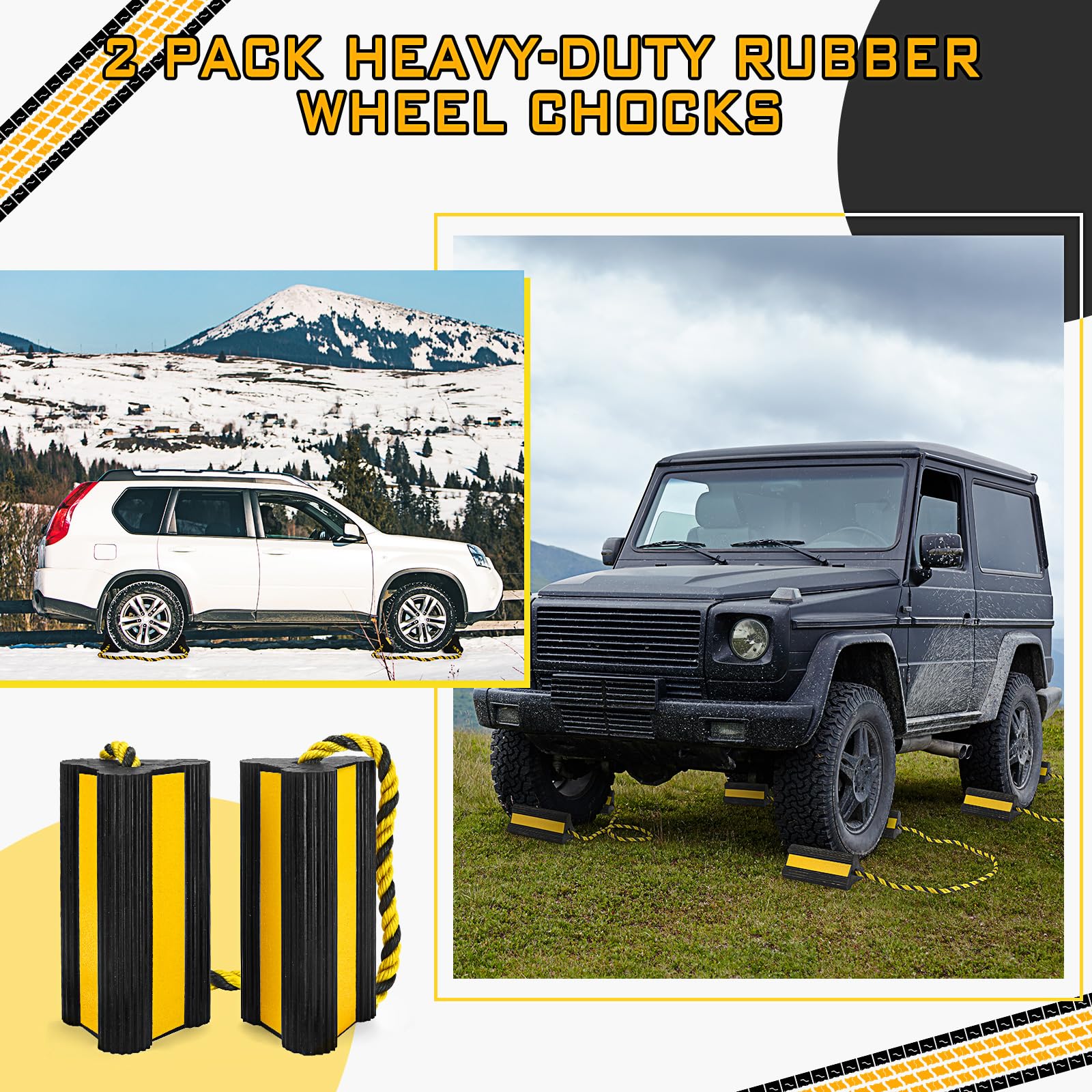 Snapklik.com : Datanly 4 Pair Heavy Duty Rubber Wheel Chock Blocks ...