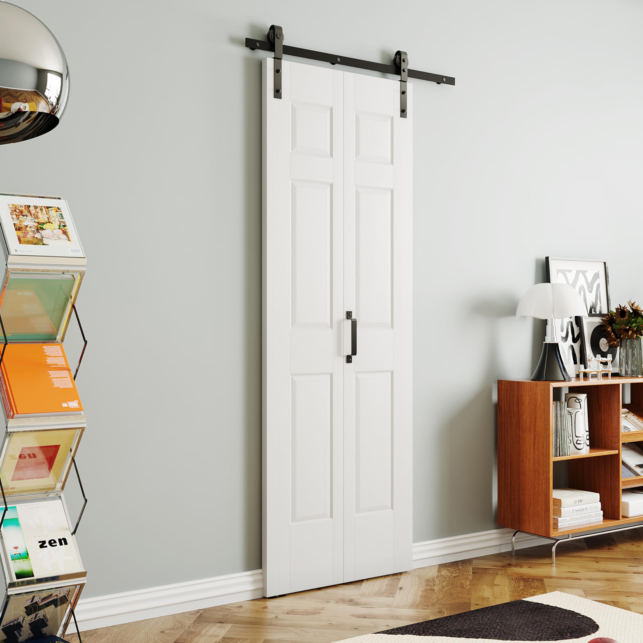 Amazon.com: SOLRIG Bi-Fold Sliding Barn Door 30"（15" x2） x 84", 6-Panel ...