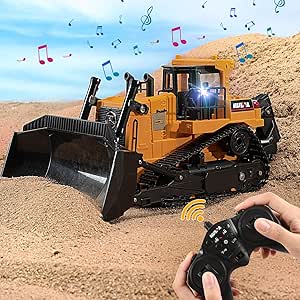 Amazon.com: HUI NA Remote Control Bulldozer Toy, 1/16 Full Functional ...