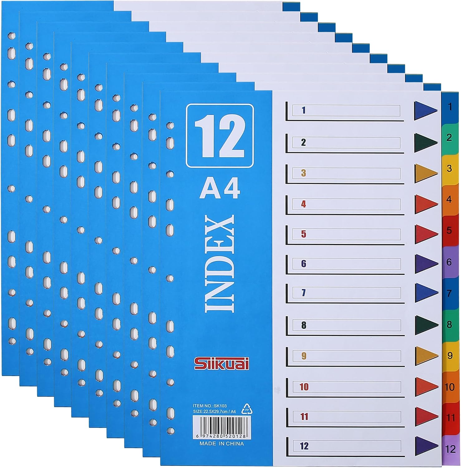 1-12 Part File Dividers A4, 【10Pack】Plastic A4 Folder Dividers for Ring ...